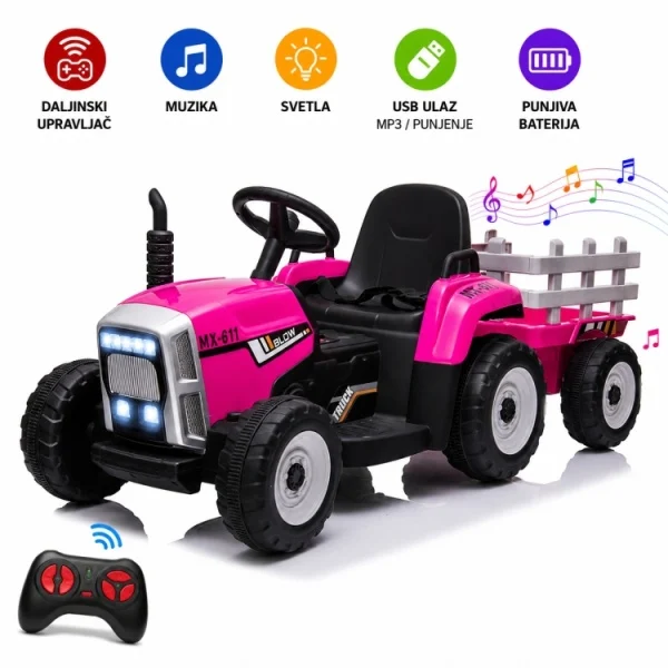Dečiji Električni Traktor XMX611 Roze