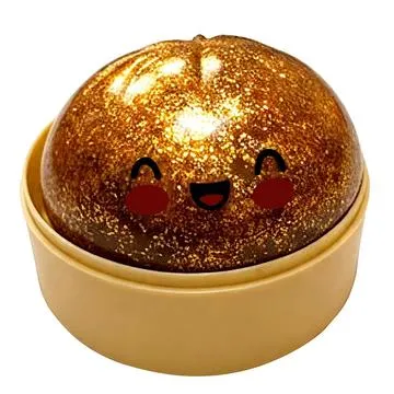 DUMPLING SQUISHY STRESS RELIEF TOY WITH STEAMER BOX - GOLD