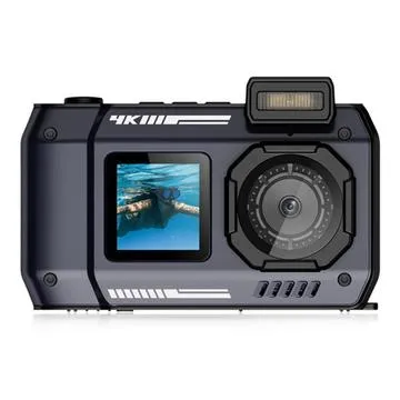 D50 DUAL SCREEN WATERPROOF ACTION CAMERA - 65MP, IP68 - BLACK