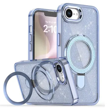 IPHONE 16E/17E GLITTER HYBRID CASE WITH KICKSTAND - MAGSAFE COMPATIBLE - BLUE