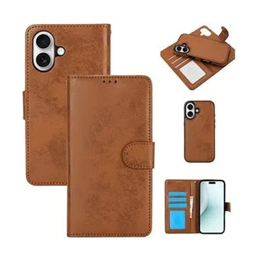 IPHONE 16 VINTAGE 2-IN-1 WALLET CASE WITH REMOVABLE COVER - BROWN