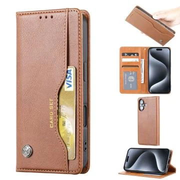 IPHONE 16 CARD SET WALLET CASE - BROWN
