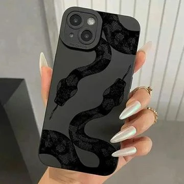 IPHONE 15 SNAKE-PATTERN TPU CASE - BLACK