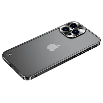 IPHONE 13 PRO METALNI ZAŠTITNI OKVIR SA POLEĐINOM OD PLASTIKE - CRNA
