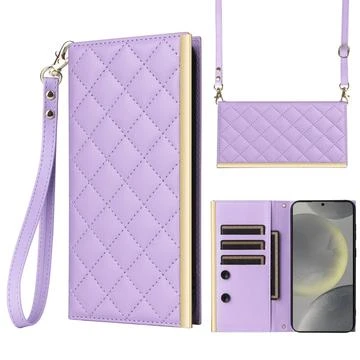 SAMSUNG GALAXY S24+ LUXURY QUILTED WALLET CASE - PURPLE