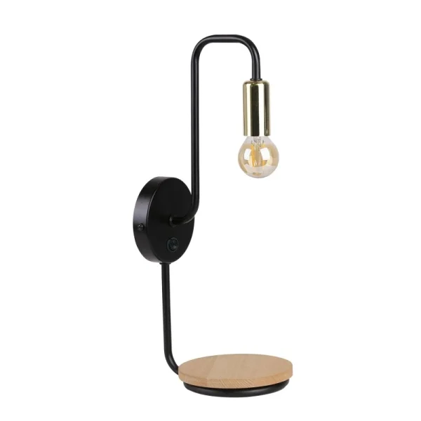 Zidna Lampa sa Prekidačem Crno Zlatna 1x40W E14 Bipi 15150