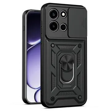 ONEPLUS NORD 6 HIBRIDNA MASKA SA ROTIRAJUĆIM PRSTENOM I ŠTITNIKOM ZA KAMERU - CRNA