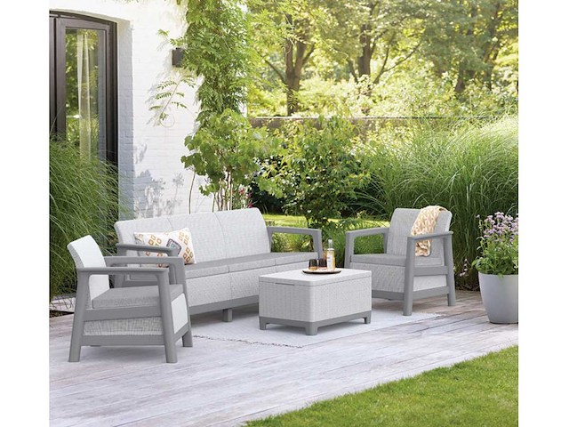 Keter Scandi Linea 3-Seater Garnitura sa trosedom i Box stolom Siva