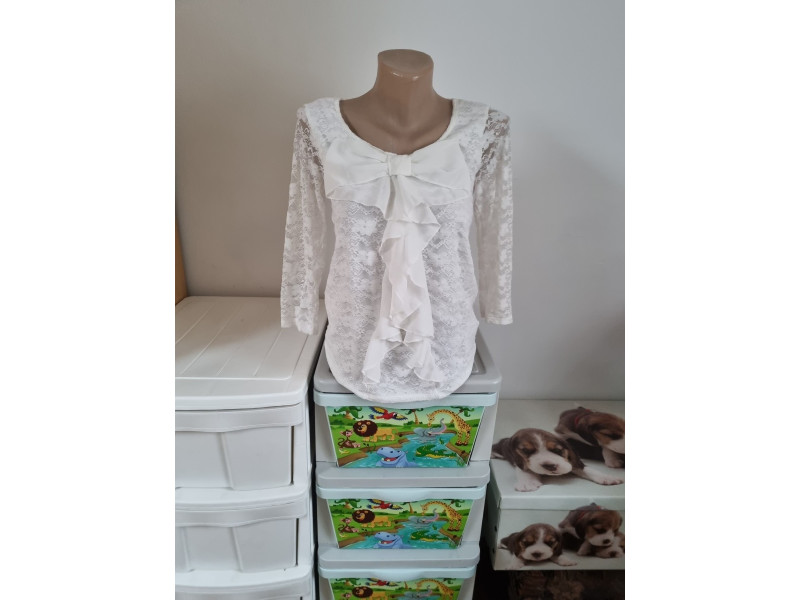 Amisu bela cipkana bluza S