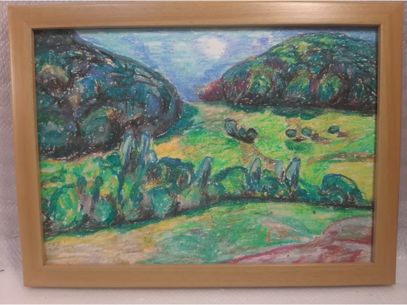 ORIGINAL UMTNIČKA SLIKA PASTEL PEJZAŽ