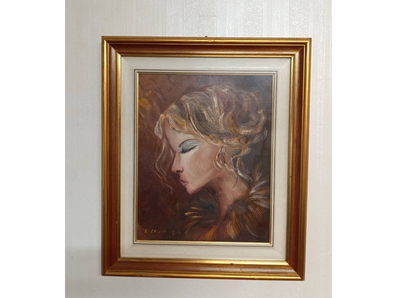 Devojka, glava, ulje na platnu, uramljeno 70x60