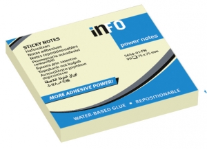 Power Notes 75x75, sa posebno jakim lepkom, 100 listova žuta Info Notes