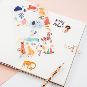 Stikeri PVC 100 x 210 mm, 31 stiker "Spring in Jungle" MESHU