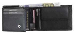 Novčanik kožni muški sa RFID zaštitom 85060 12x9x3 štepan crvenim koncem položeni crna HJP