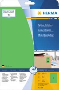 Etikete 210X297 A4/1 1/20 zelena Herma