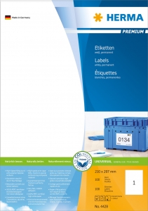 Etikete 210X297 A4/1 1/100 bela Herma