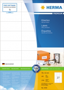 Etikete 70X32 A4/27 1/100 bela Herma