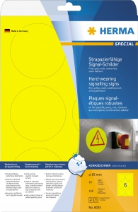 Etikete SIGNAL vodootporne, O85 A4 1/25 žuta Herma