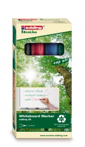 Marker za belu tablu E-28 1,5-3mm EcoLine, zaobljeni, set 1/4 sortirano Edding