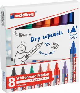Marker za belu tablu E-360 1,5-3mm, zaobljeni, set 1/8 sortirano Edding