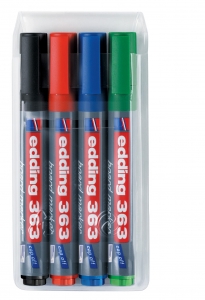 Marker za belu tablu E-363 1-5mm, kosi vrh, set 1/4 sortirano Edding