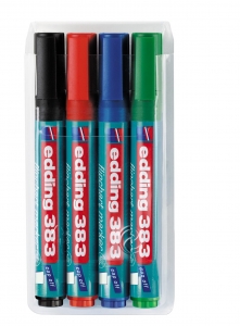 Flipchart marker E-383 1-5mm, kosi vrh, set 1/4 sortirano Edding