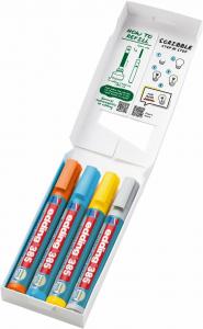 Flipchart "effect" marker E-385 1-5mm, kosi vrh, set 1/4 sortirano Edding