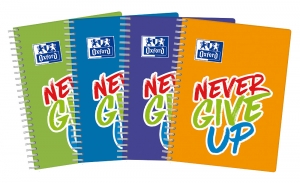 Sveska A5+ spirala NeverGiveUp PP korica 80 lista, 90g, optički papir karo Oxford