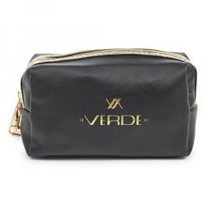 Neseser cetvrtasti sa zlatnim paspulom 0237, 18×7×10 cm crna Verde