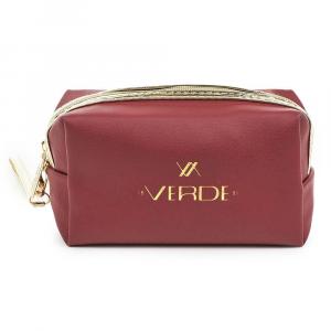 Neseser cetvrtasti sa zlatnim paspulom 0237, 18×7×10 cm bordo Verde