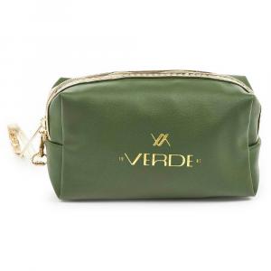 Neseser cetvrtasti sa zlatnim paspulom 0237, 18×7×10 cm zelena Verde