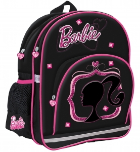 Ranac školski sa ojačanjem pliš-cirkoni 38x30x17 cm Barbie crna StarPak