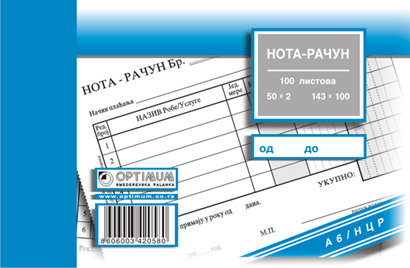 NOTA RAČUN A6 NCR 1/20 4834 *BR