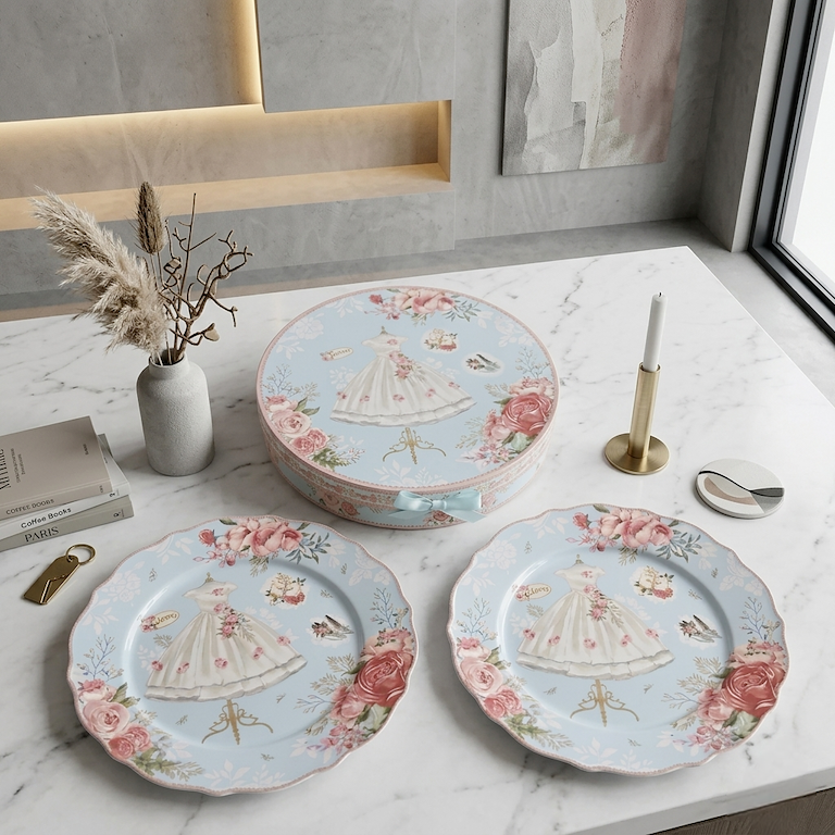 TANJIR SET 2/1 PASTEL PLAVI LOVE 26CM OP25450 WY