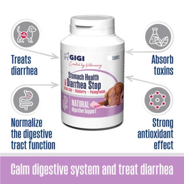 GIGI Stomach Support & Diarrhea Stop suplement za pse srednjih i velikih rasa,60 tableta