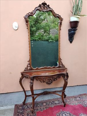 Antik Salonska Elegantna Konzola sa Ogledalom