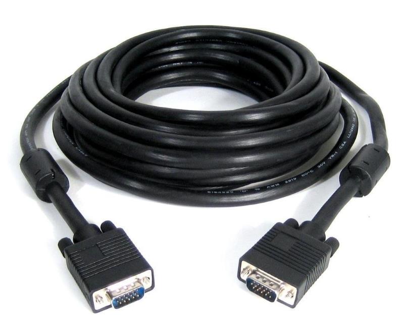 Kabl VGA D-sub M/M 15m HQ feritno jezgro crni