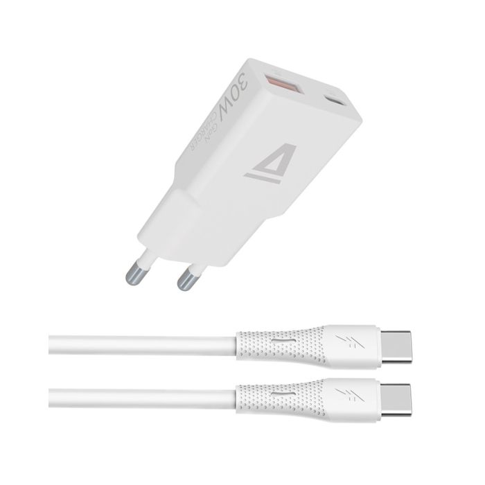 Punjač AVAX CH6413 / USB-C to USB-C / 30W / White