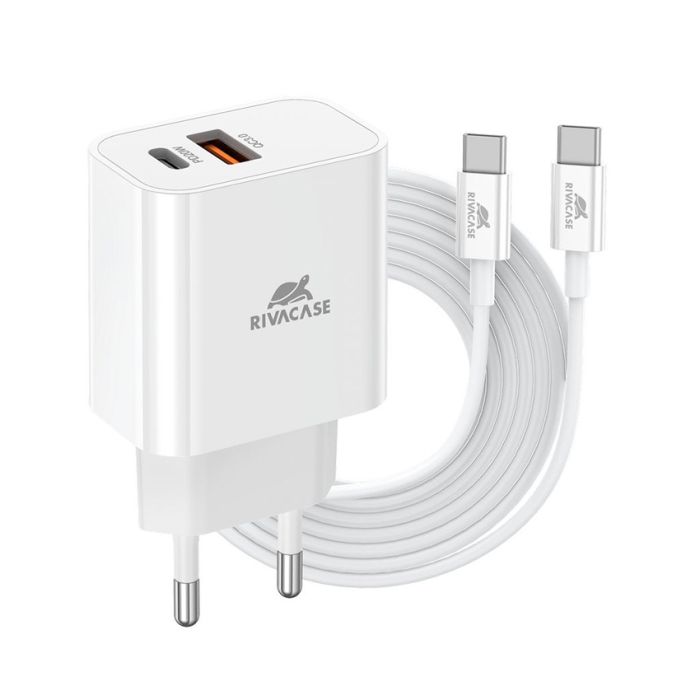 Punjač za smartphone Rivacase 20W PD A+C + C-C kabl PS4102 WD4 White