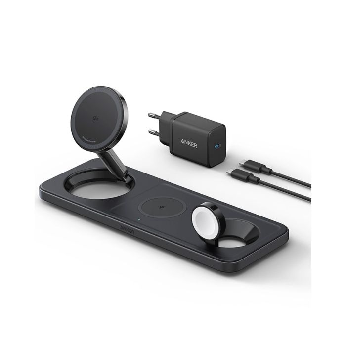 Punjač Anker MagGo Wireless (15W, 3-in-1 Pad) - Black