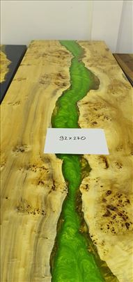 Epoxy sto-ploča stola orah/zeleni 90×200 cm expona