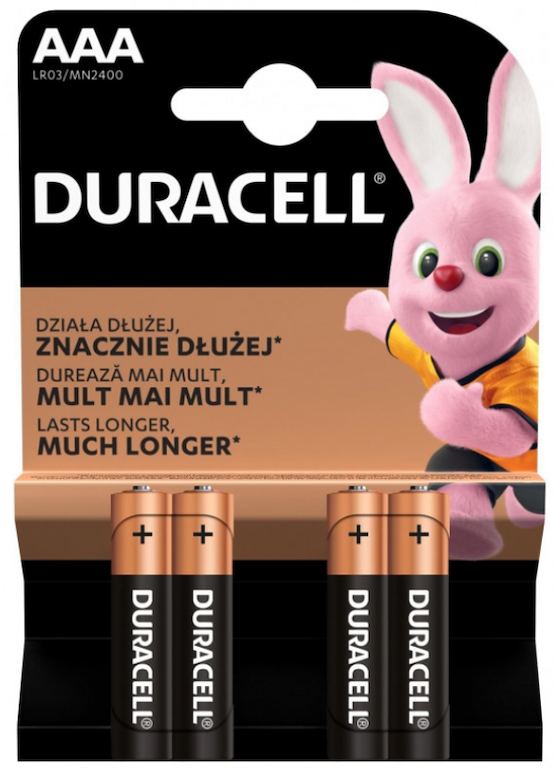 Duracell AAA PAK4 CK, 1.5V LR3 MN2400, ALKALNE baterije duralock PAK4 (cena po kom.)
