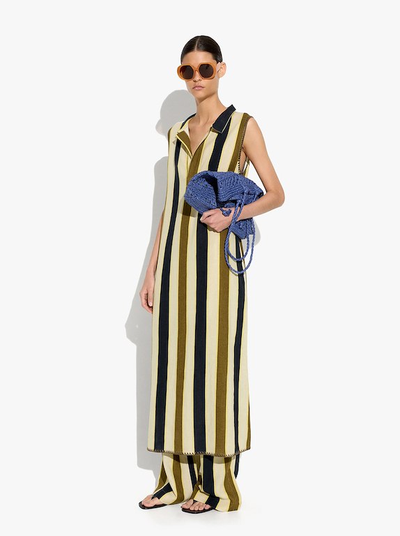 SHIRT DRESS WITH STRIPES LINEN BLEND