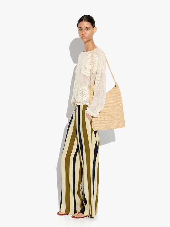 STRAIGHT STRIPED TROUSERS LINEN BLEND