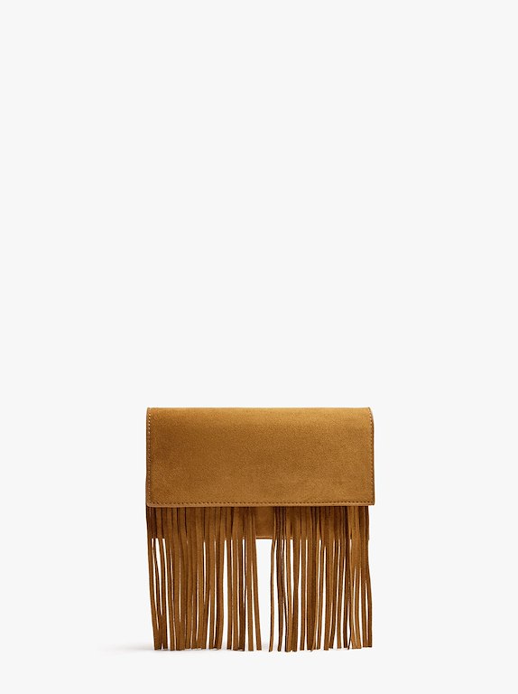 PLAIN CROSSBODY BAG WITH FLAP AND LONG FRINGES