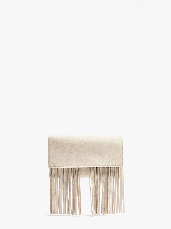 PLAIN CROSSBODY BAG WITH FLAP AND LONG FRINGES