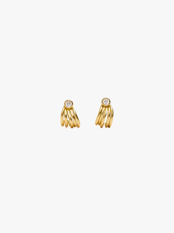 HOOP EARRINGS WITH ZIRCONIA WITH 18K GOLD PLATED - 925 STERLING SILVER