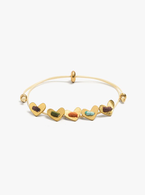 ADJUSTABLE BRACELET WITH MULTIPLE HEART CHARMS
