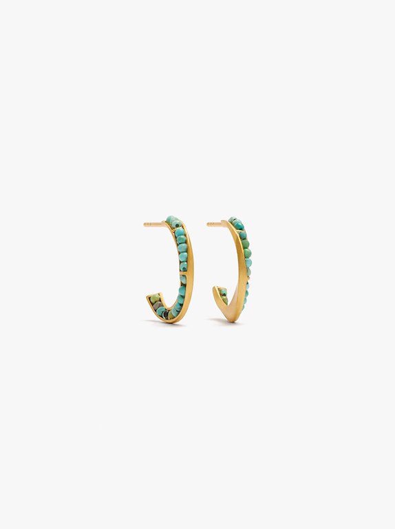 HOOP EARRINGS WITH STONES 18K GOLD PLATED - 925 STERLING SILVER