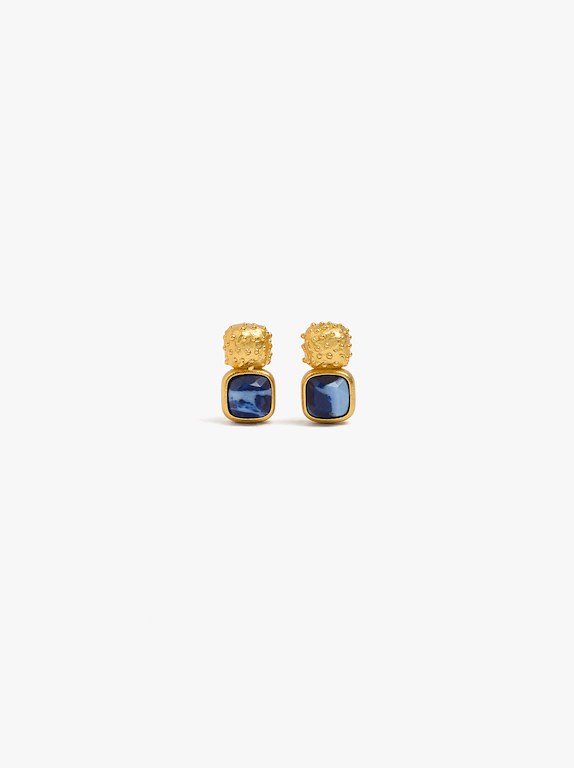 EARRINGS WITH 18K GOLD PLATED STONE